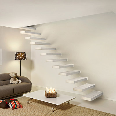 Wooden stair with Glass railing/ Build Floating Stair