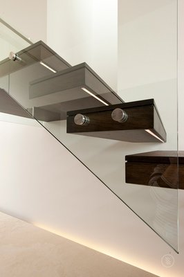 Build Floating Stair with clear glass railing