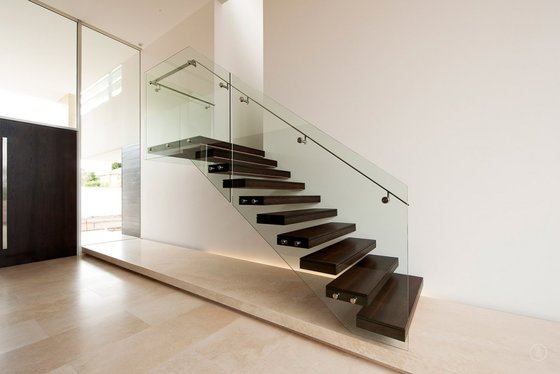 Build Floating Stair with clear glass railing