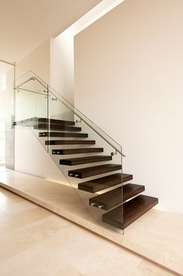 Build Floating Stair with clear glass railing
