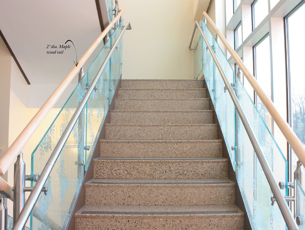 Wooden top handrail stainless steel baluster for glass railing 36'' or 42''