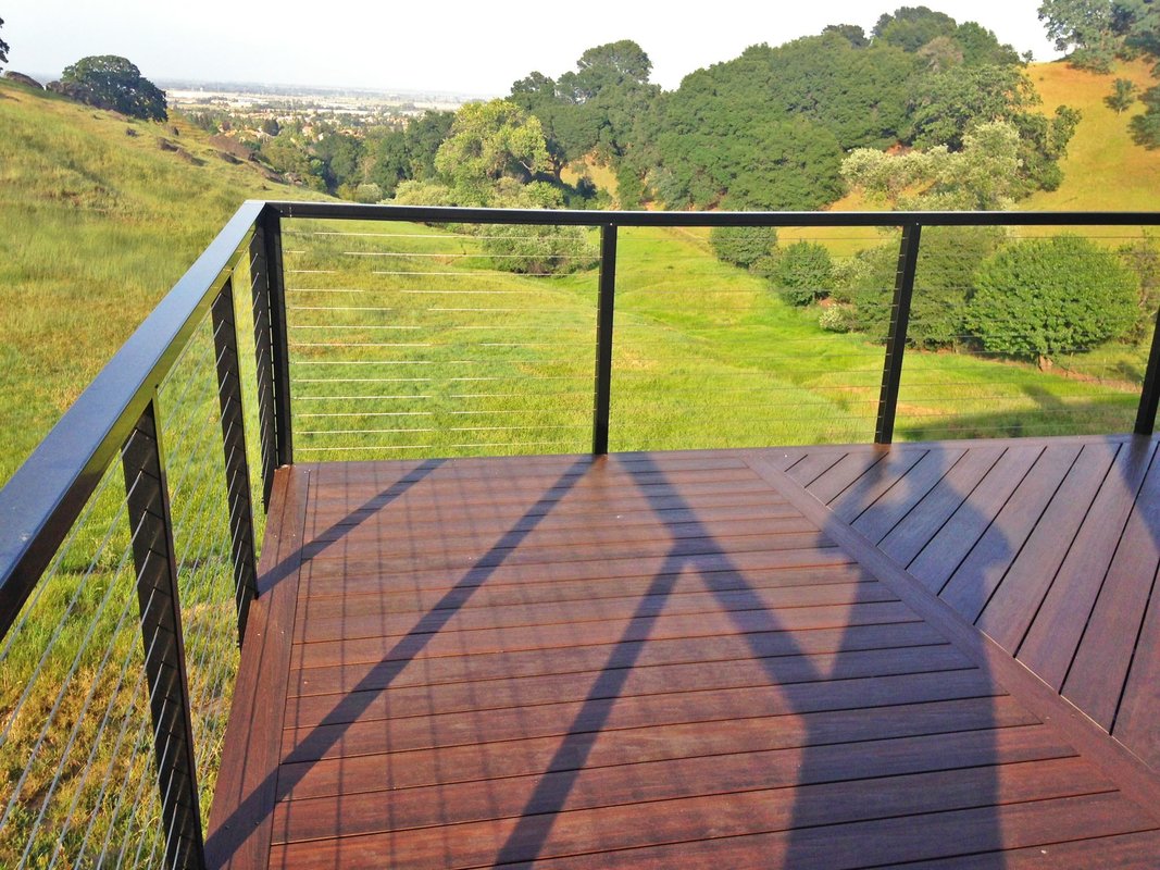 Black Stainless steel inox railing cable railing with top handrail for terrace/ deck
