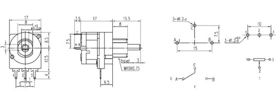 16mm rotary potentiometer, carton potentiometer with metal shaft, potentiometer with switch
