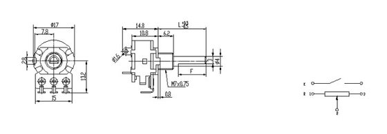 16mm rotary potentiometer, carton potentiometer with insulated shaft, potentiometer with switch