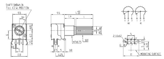 9mm rotary potentiometer with metal shaft,interphone potentiometer, carbon potentiometer, trimmer  potentiometer