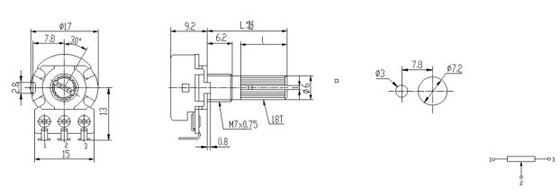 16mm rotary potentiometer with metal shaft, guitar potentiometer, carbon potentiometer, trimmer  potentiometer