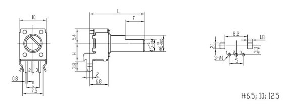 rotary potentiometer, carbon potentiometer, 9mm potentiometer with insulated shaft,