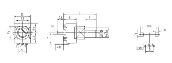 rotary potentiometer, carbon potentiometer, 9mm potentiometer with insulated shaft,
