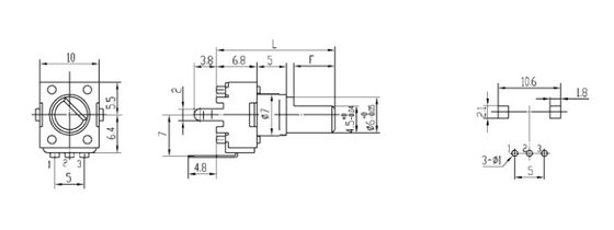 rotary potentiometer, carbon potentiometer, 9mm potentiometer with insulated shaft,