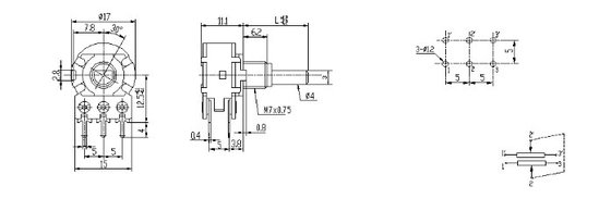 16mm rotary potentiometer with metal shaft, carbon potentiometer, trimmer  potentiometer