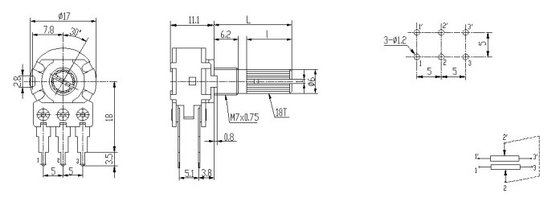 16mm rotary potentiometer with metal shaft, carbon potentiometer, trimmer  potentiometer