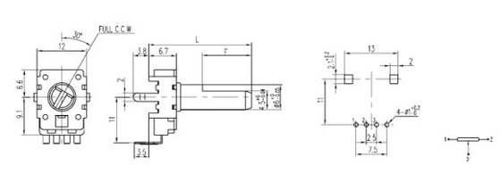 rotary potentiometer, carbon potentiometer, 11mm potentiometer with insulated shaft,