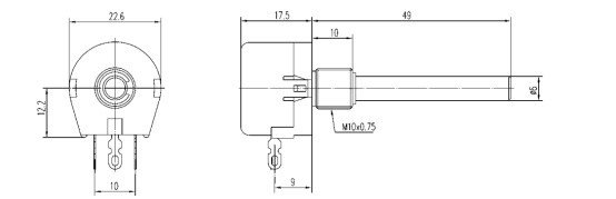 rotary potentiometer, wire wound potentiometer, potentiometer with metal shaft