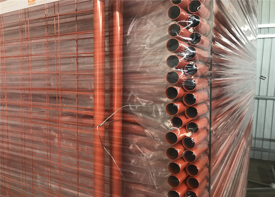 Orange Color RAL 2009 POWDER coated Temporary Security Fencing Panels 2.1mx2.4m OD 32mm wall thick 1.40mm supplier