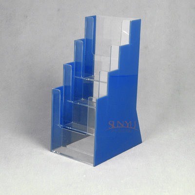 OEM Clear Plasitc Acrylic Brochure Holders Floor Display Stands Trapezoid
