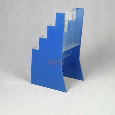 OEM Clear Plasitc Acrylic Brochure Holders Floor Display Stands Trapezoid
