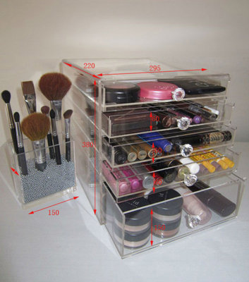 11×9 Inch Acrylic Makeup Display Stand Clear Beauty Cosmetic Component Organizer With Drawer
