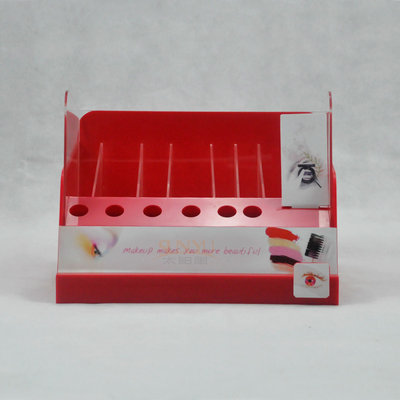 Red Plastic Acrylic Nail Polish Display Stand With More Compartments