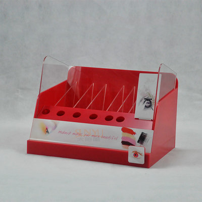 Red Plastic Acrylic Nail Polish Display Stand With More Compartments