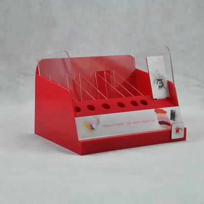 Red Plastic Acrylic Nail Polish Display Stand With More Compartments