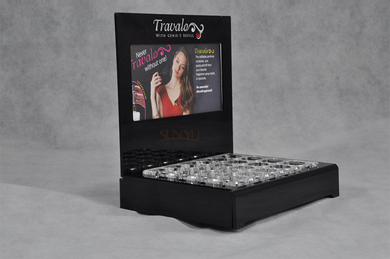 Black Acrylic Tray Perfume Display Stand , Grid Makeup Display Stand
