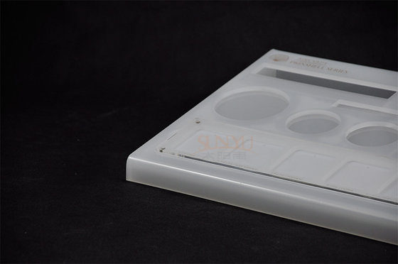 White Acrylic Makeup Display Stand , Skin Care Display Promotion Contertop