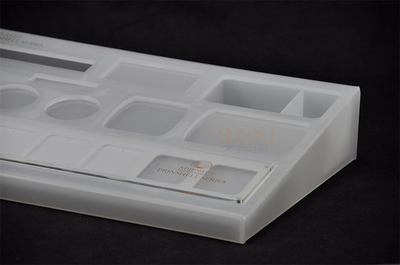 White Acrylic Makeup Display Stand , Skin Care Display Promotion Contertop