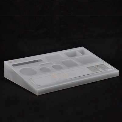 White Acrylic Makeup Display Stand , Skin Care Display Promotion Contertop