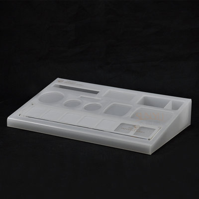 White Acrylic Makeup Display Stand , Skin Care Display Promotion Contertop