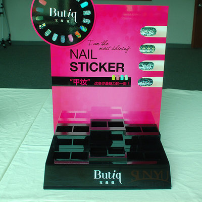 Pink Pmma Nail Polish Display Shelves Storage Shelf Desktop Black