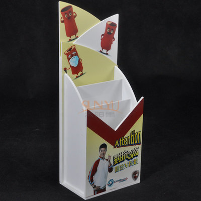 2 Tiers White PMMA Acrylic Brochure Holders Stand For Document Display
