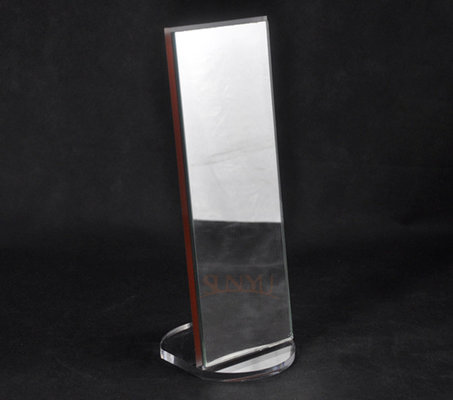 Slant Beauty 5MM Clear Acrylic Floor Display Stands Double Sides With Mirrored Panel
