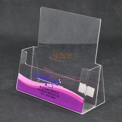 Single Layer Clear Standing Brochure Rack Leaflet Displays Purples Customized