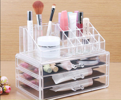 Multifunction Plastic Makeup Display Stand Jewelry Display Cases With Three Drawer