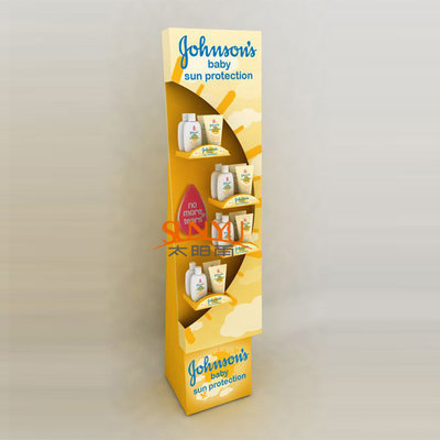 Cream Retail Shop Window Display Floor Stand Printing Colored Poster Sun Protection