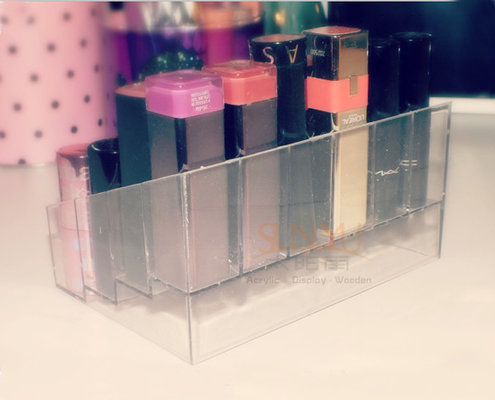 Clear Lipstick Acrylic Makeup Display Stand Delicate Ladder Shaped