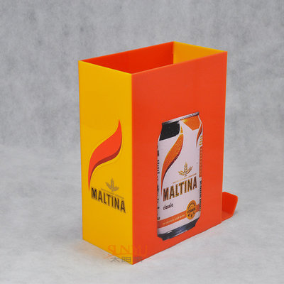 Orange Acrylic Food Display Stands / Beverage Display Rack For Can Beverage