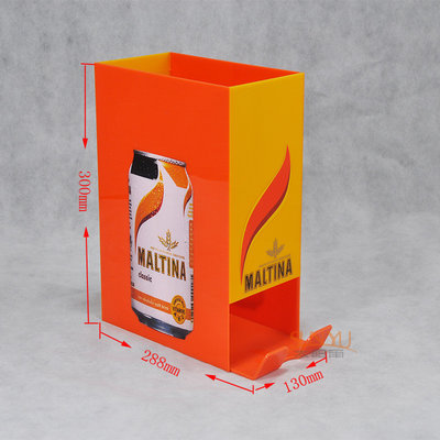 Orange Acrylic Food Display Stands / Beverage Display Rack For Can Beverage