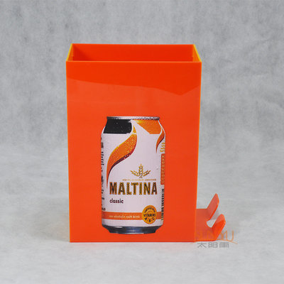 Orange Acrylic Food Display Stands / Beverage Display Rack For Can Beverage