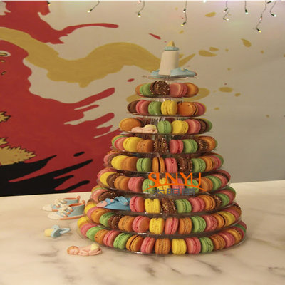 Macaron Food Display Trays More Layers Transparent , Plastic Dispaly Stand