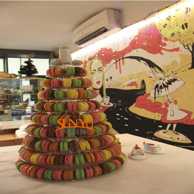 Macaron Food Display Trays More Layers Transparent , Plastic Dispaly Stand