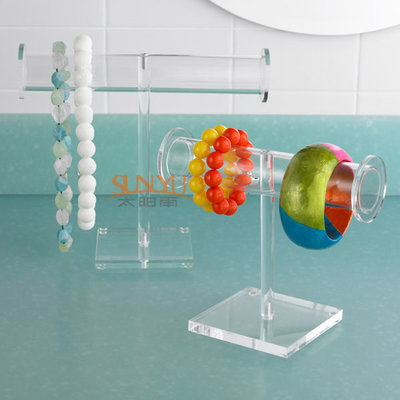 T Bar Jewellery Display Stands Acrylic Bracelet Necklace Holder Crystal Glass  Big Round Tube