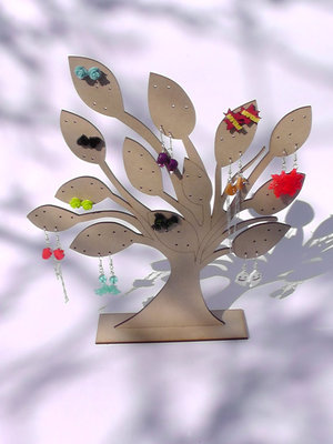 Tree Jewelry Earring Holder Wooden Display Stand Laser 3mm MDF