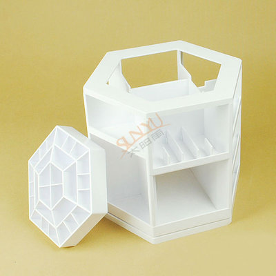 White Acrylic Cosmetic Counter Display Stands PMMA Cylindrical More Compartments