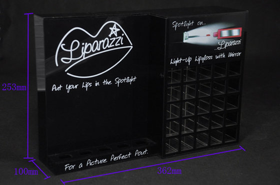 Custom Retail Counters Acrylic Lipstick Display Stand Black Elegant Printing White Logo