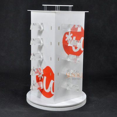 Revolving White Acrylic Sunglasses Display Stand For 20pcs Glasses