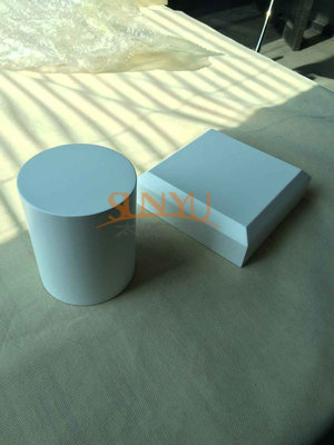 Square White MDF Display Stands Cylinder Shape 140×140×40 mm With Bevel