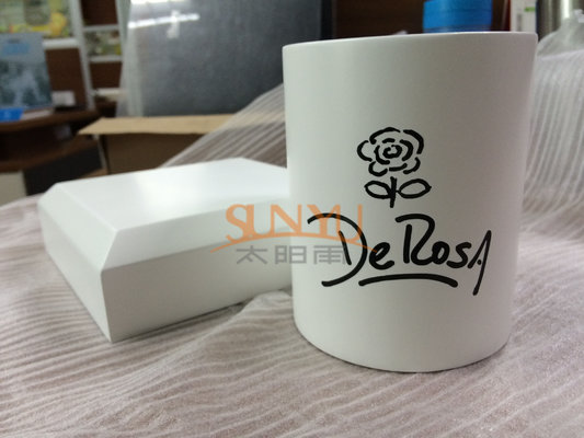 Square White MDF Display Stands Cylinder Shape 140×140×40 mm With Bevel