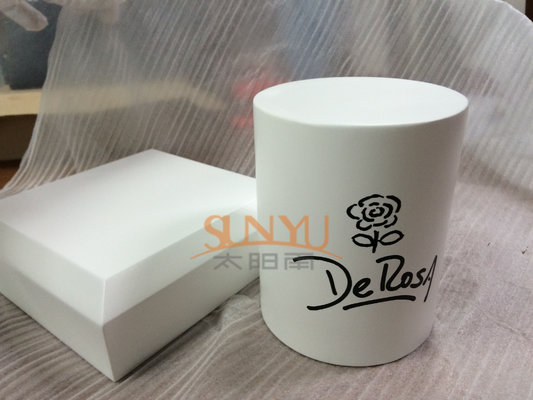 Square White MDF Display Stands Cylinder Shape 140×140×40 mm With Bevel