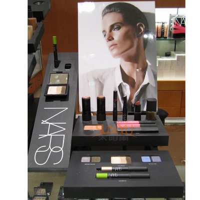 Cosmetic Plexiglass Retail POS Displays Black For Lips / Eyes Cleans